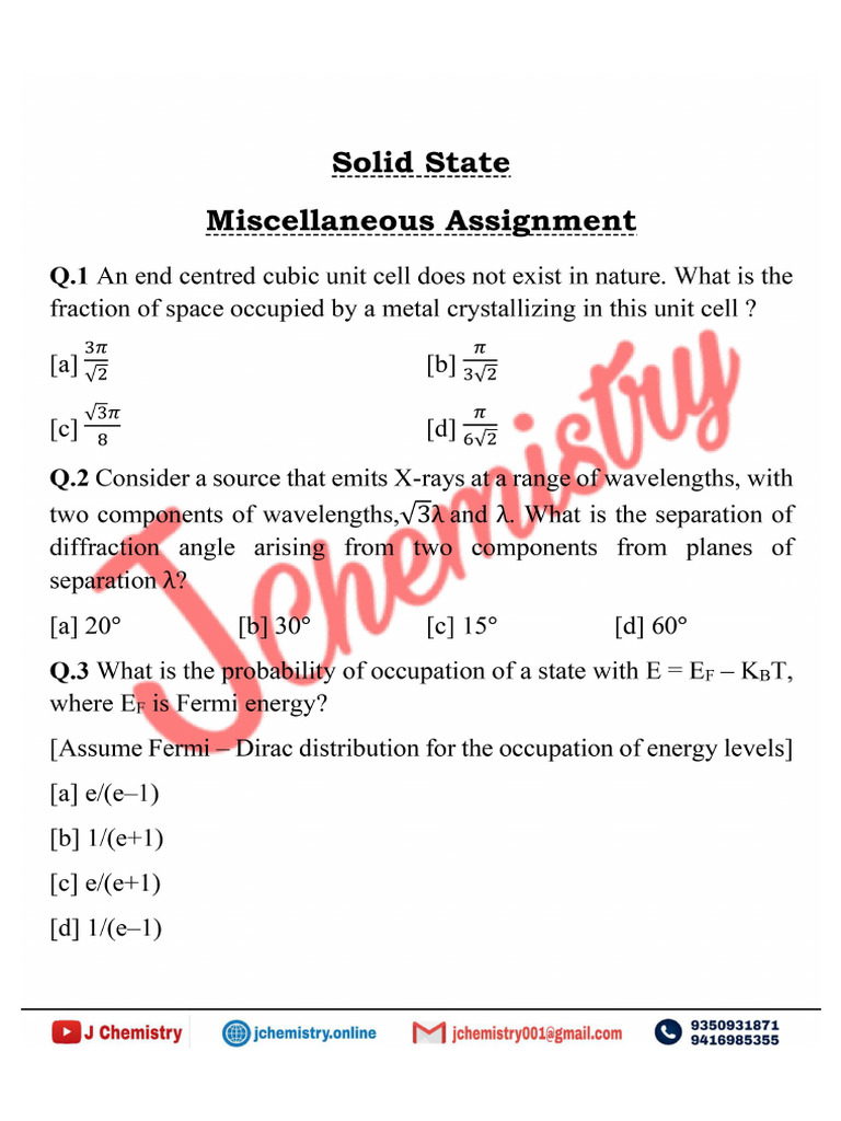 Solid State Miscellaneous Assignment | PDF