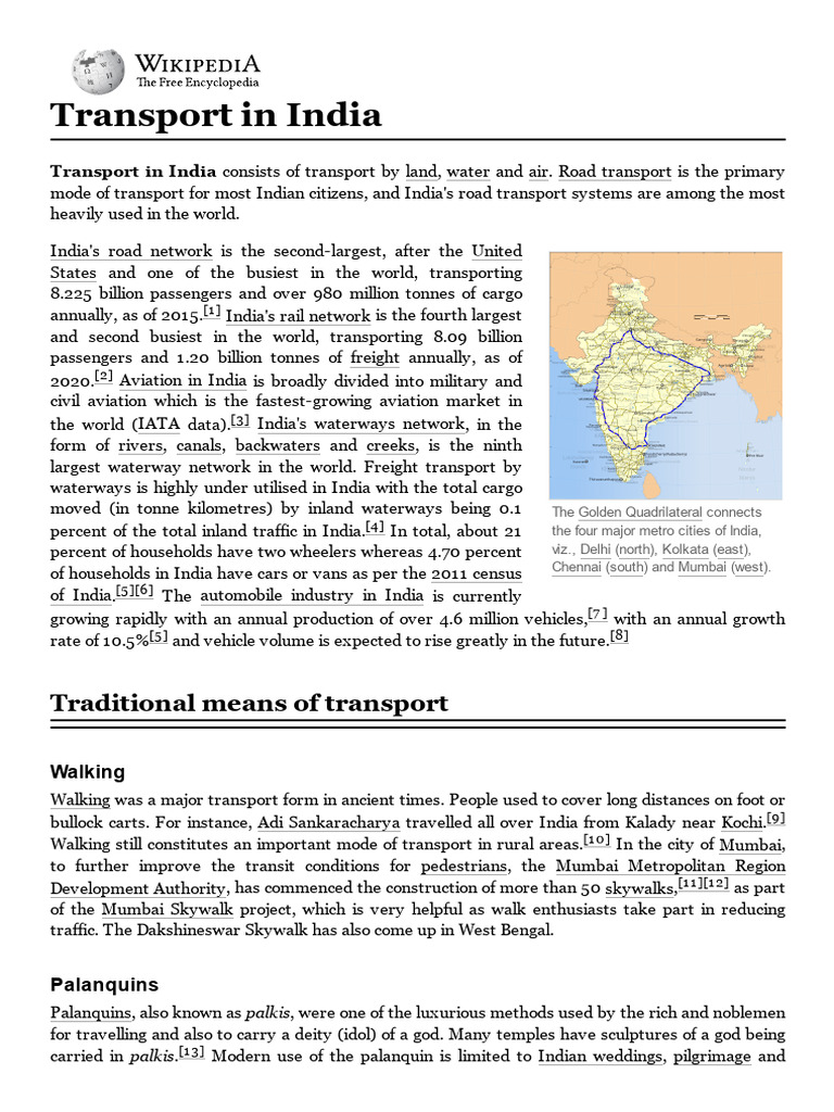 Transport in India | PDF | Land Transport | Transport
