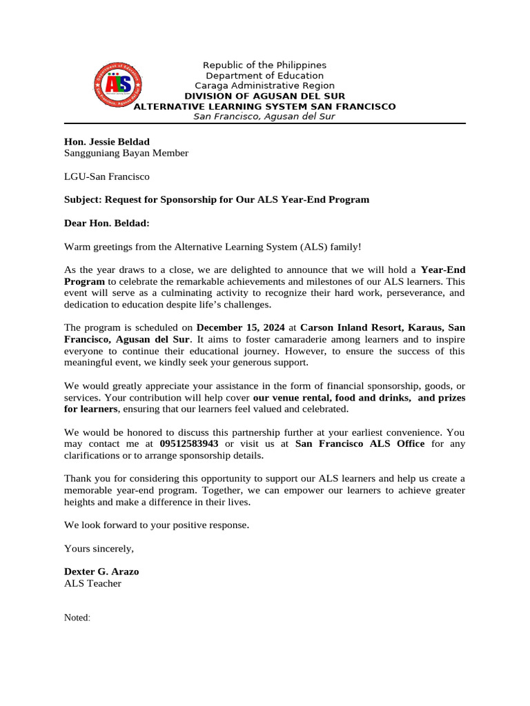 letter for ALS ACT | PDF