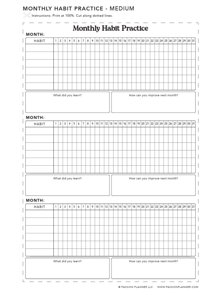 Monthly Habit Practice MEDIUM | PDF