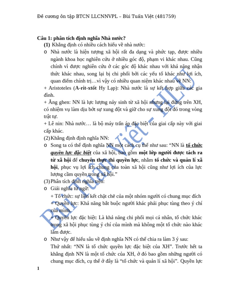 VS - LLC - Đáp Án 40 Câu BTCN | PDF