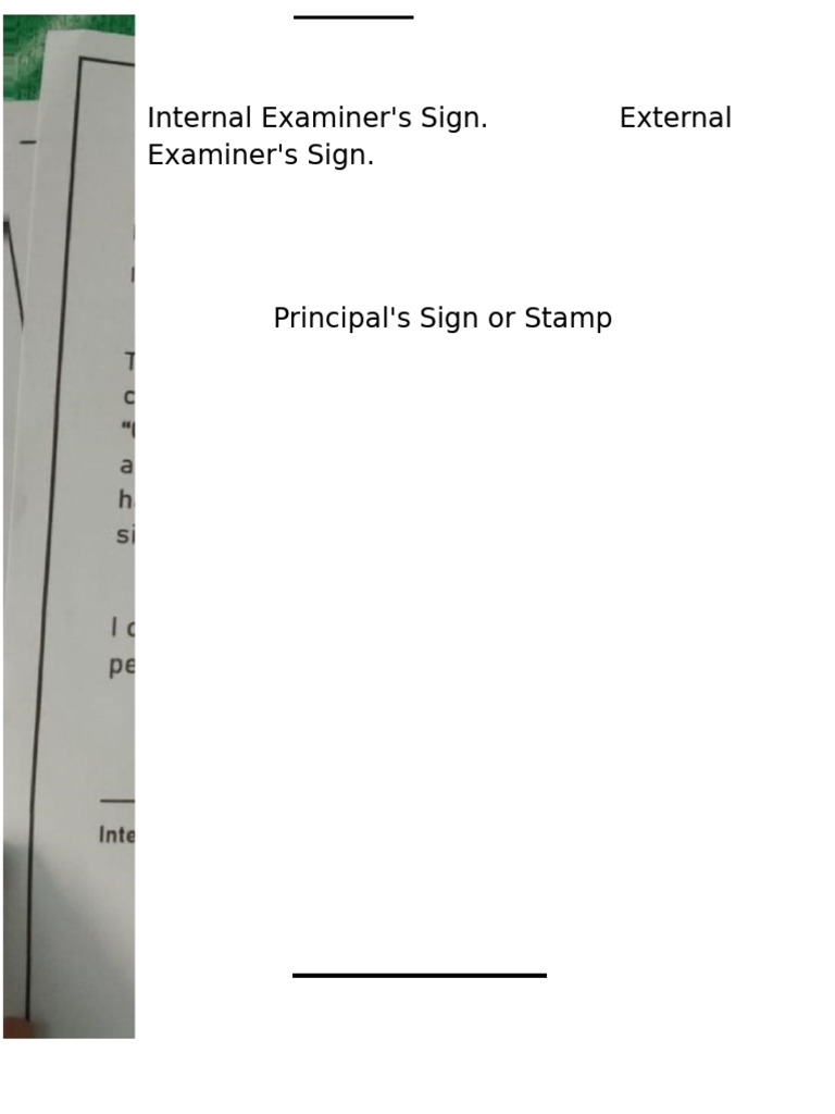 Internal Examiner's Sign. External Examiner's Sign | PDF