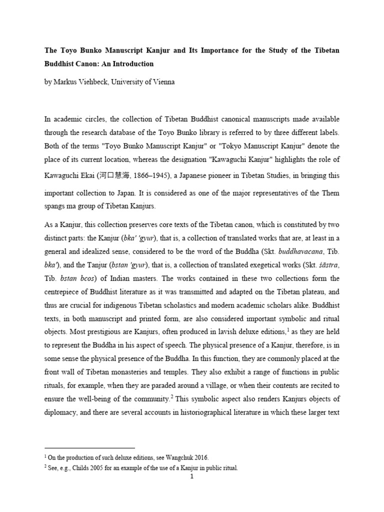 Importance of Toyo Bunko Manuscript Kanjur | PDF | Tibetan Buddhism ...