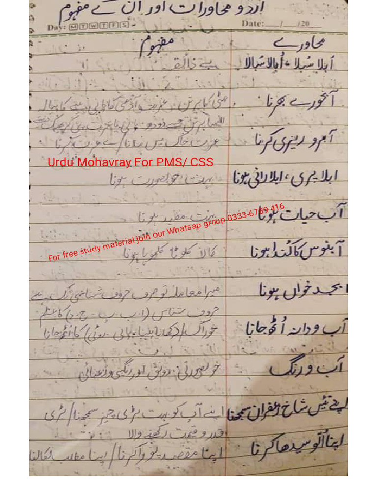 Urdu Muhavray PMS | PDF