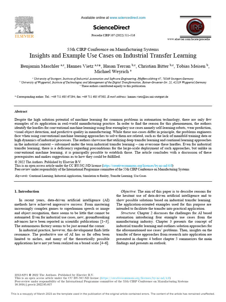 Industrial Transfer Learning | PDF | Artificial Intelligence ...