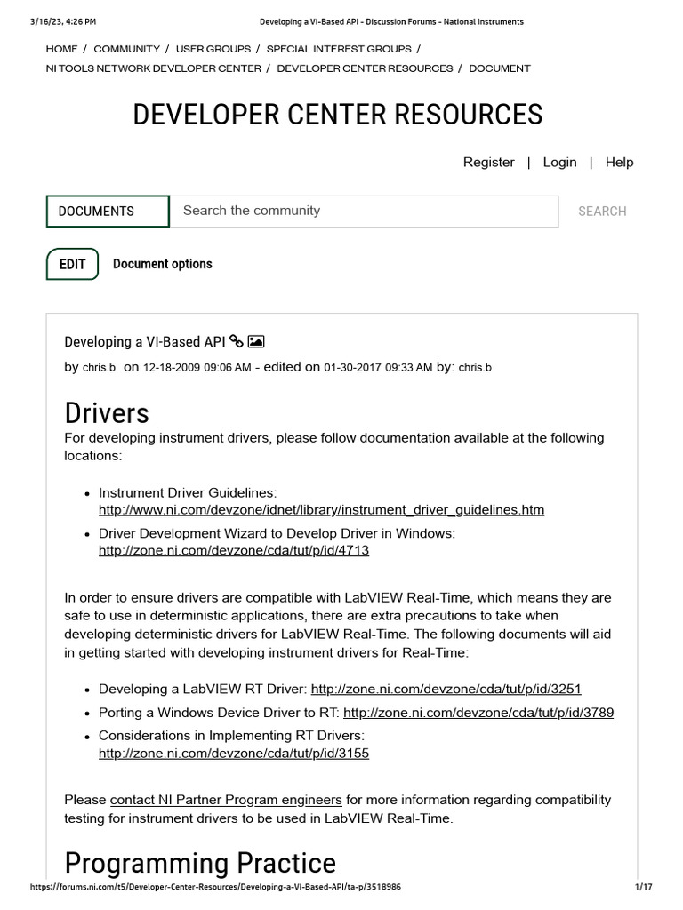 Developing A Vi Based Api Discussion Forums National Instruments Pdf Computer File