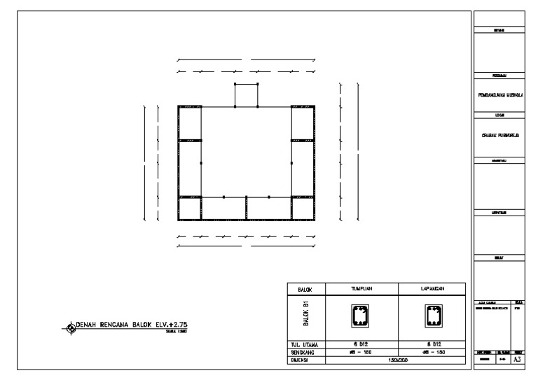 Rencana Balok Elevasi 2.75 | PDF