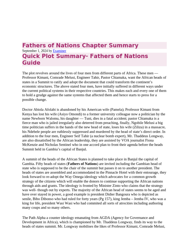 Fathers of Nations Chapter Summary | PDF