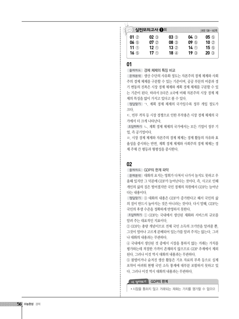 Ebs 수능완성 (2012) 경제 (실전모의고사) 정답과 해설 | PDF
