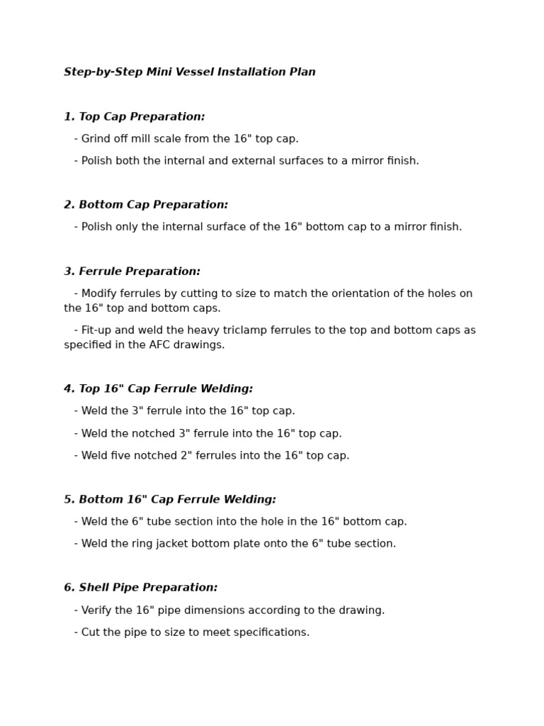 Mini Vessel Installation Procedure | PDF | Pipe (Fluid Conveyance ...
