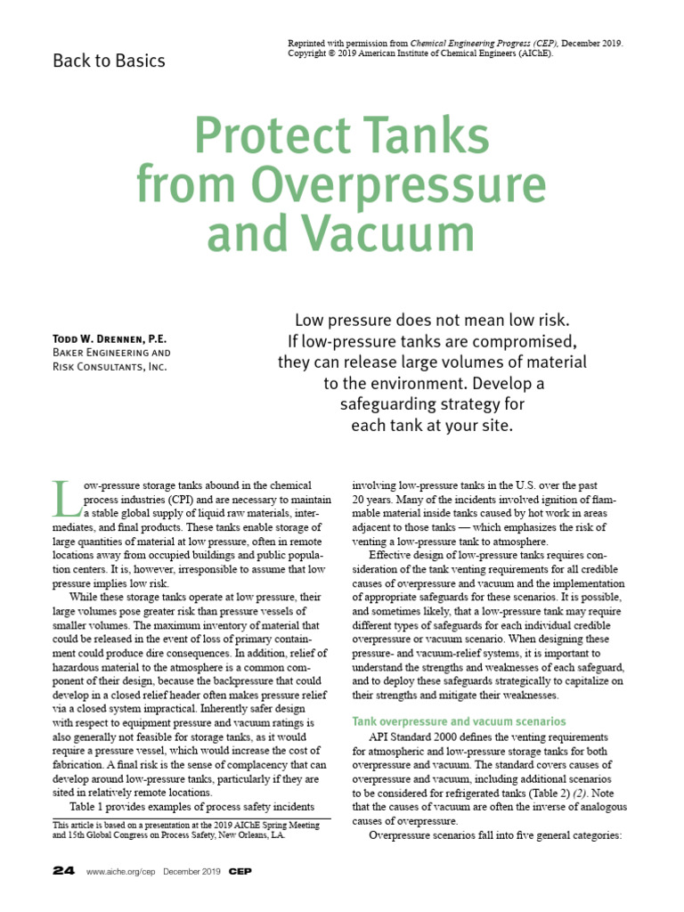 Tanks Protection From Overpressure and Vacuum | PDF | Heat Transfer | Valve