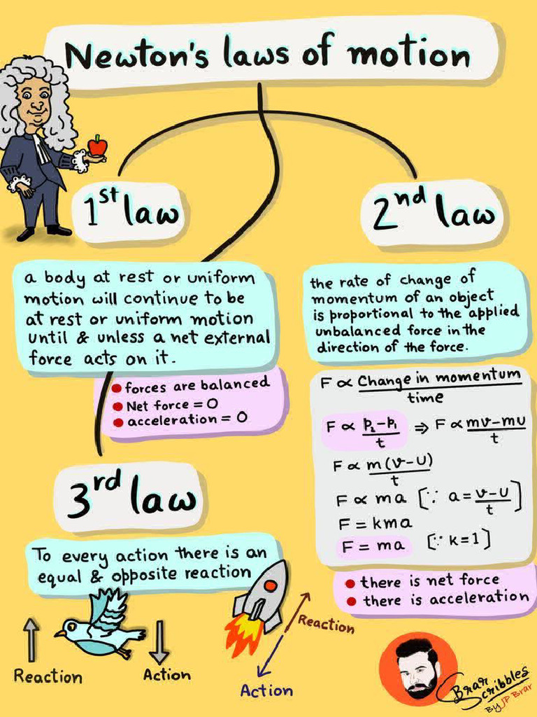 Newton's Laws of Motion - Physics - Science Scribbles by JP Brar-Output | PDF