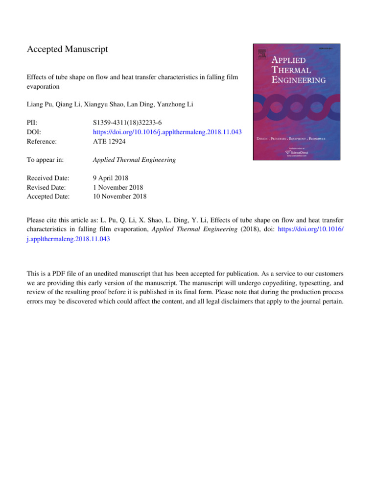 2019 - Effects of Tube Shape On Flow and Heat Transfer Characteristics ...
