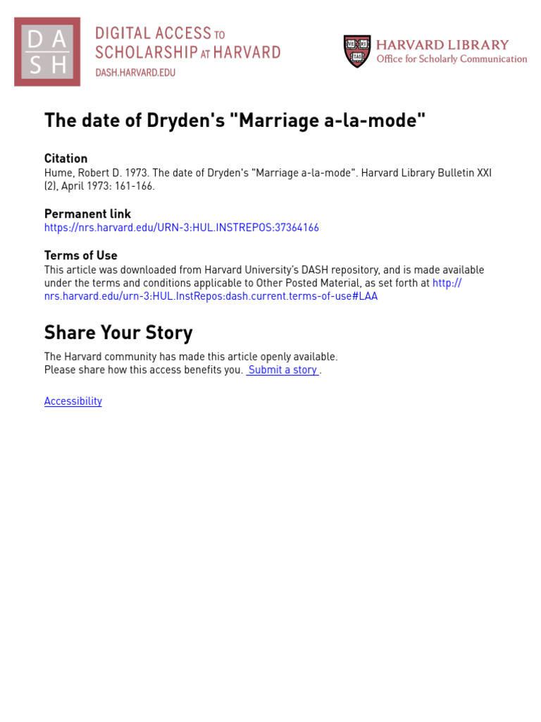 The Date of Dryden's "Marriage A-La-Mode" | PDF