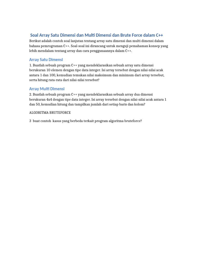 Soal Array Dan Algoritma Brute Force | PDF