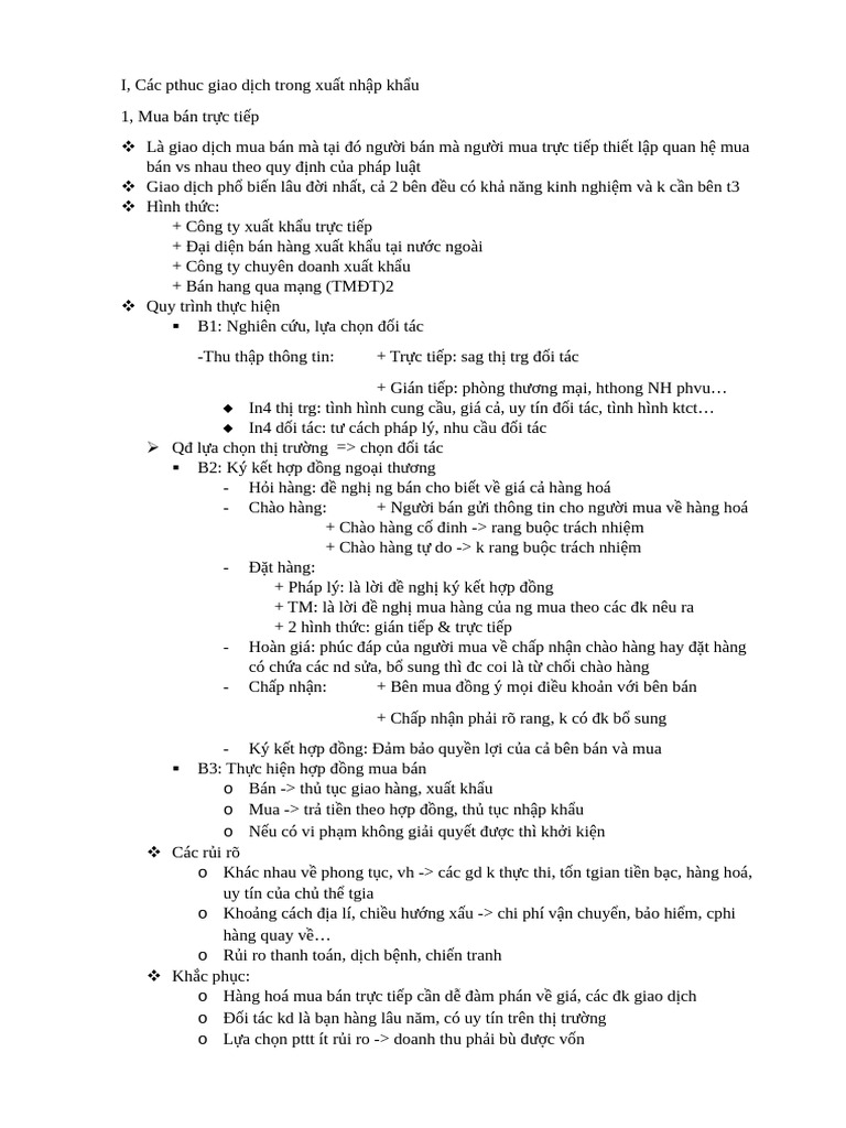 Đề cương xnk | PDF