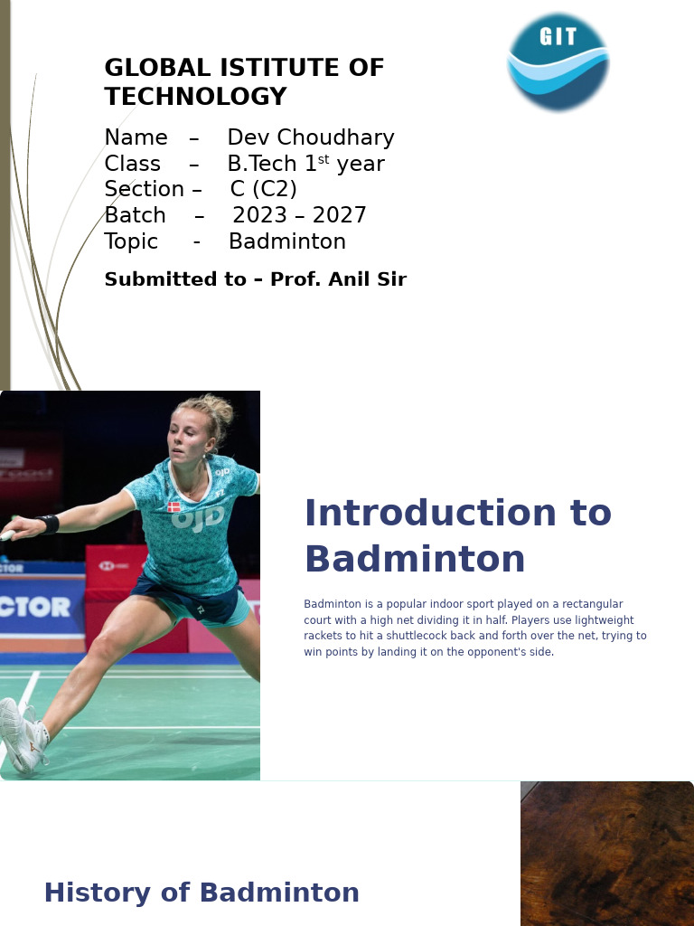 Introduction To Badminton | PDF | Games Of Physical Skill | Athletic Sports