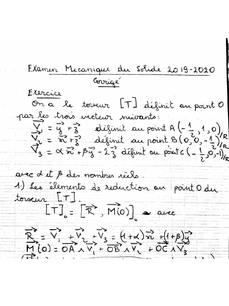 Corrigée Meca Solide 2019-2020 Par Radoniaina | PDF