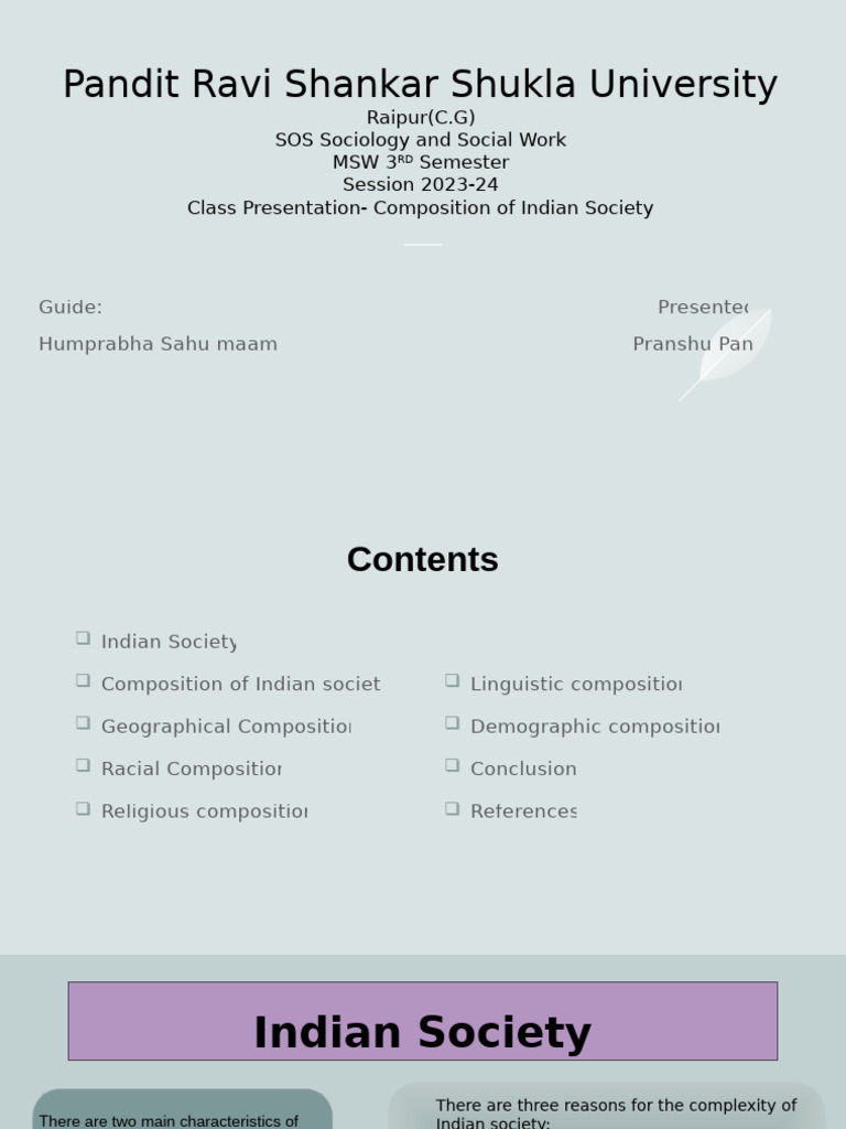 composition of indian society- pranshu pandey | PDF | Languages Of India | South Asia