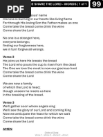 First Communion Hymn Suggestions | PDF | Eucharist | Mass (Liturgy)