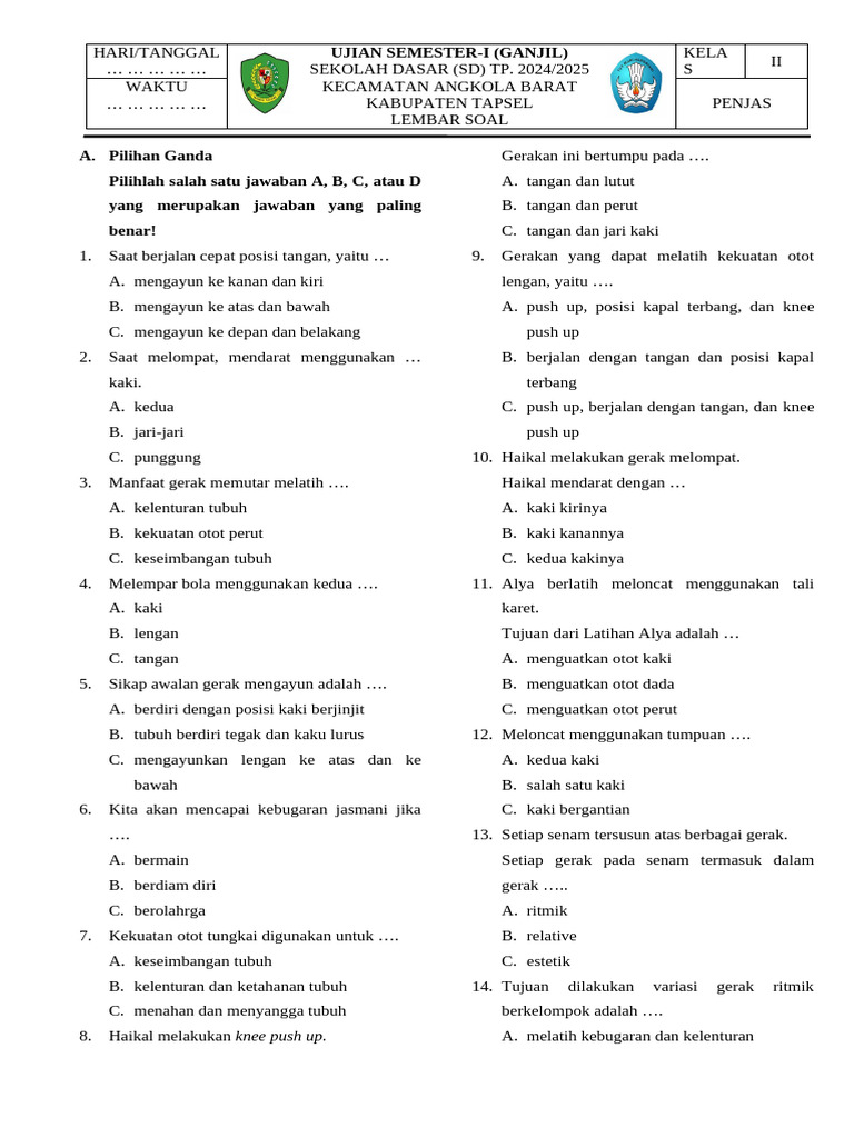 Soal Pjok Kelas 2 | PDF