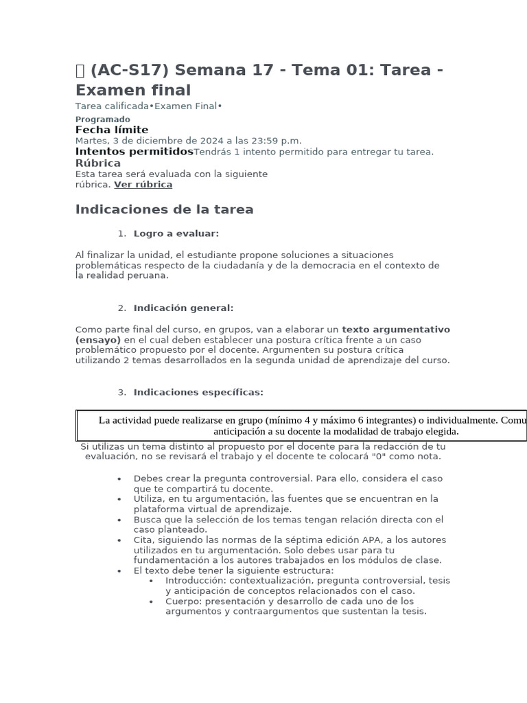 Tarea Final1 | PDF | Evaluación