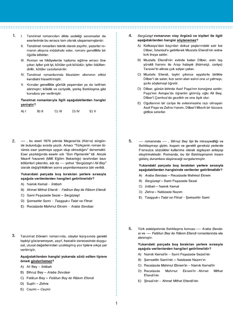 Tanzimat Romanı | PDF
