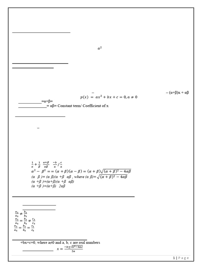 Class 10 Mathematics Formula Sheet | PDF | Factorization | Polynomial