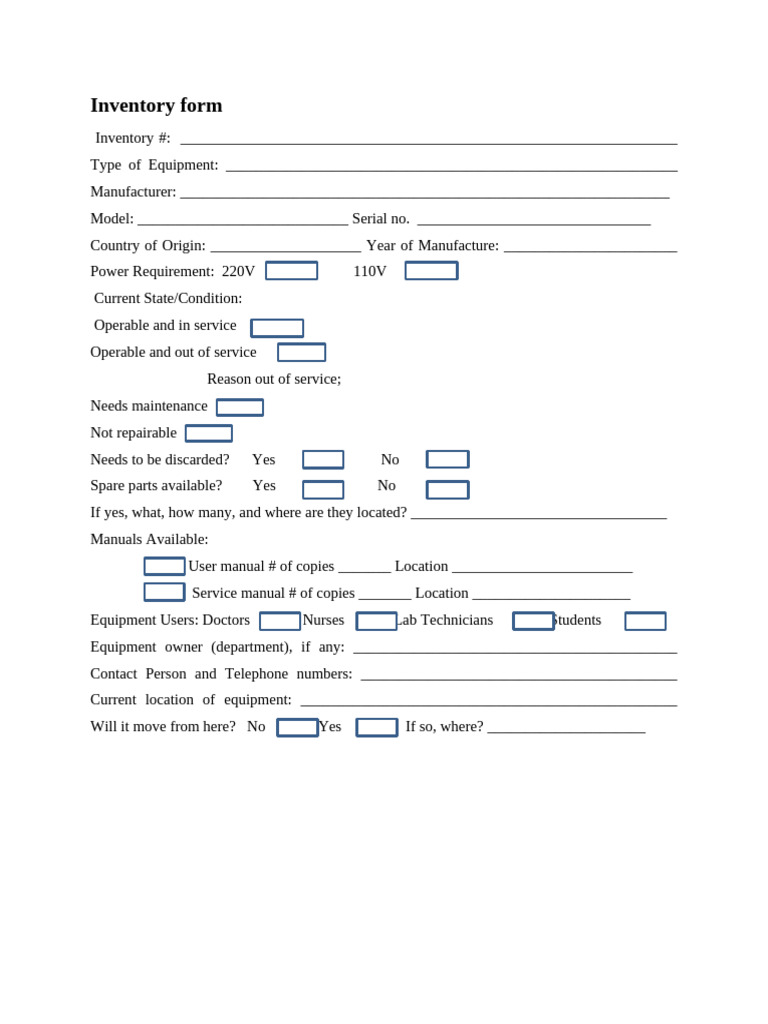 Inventory Form | PDF