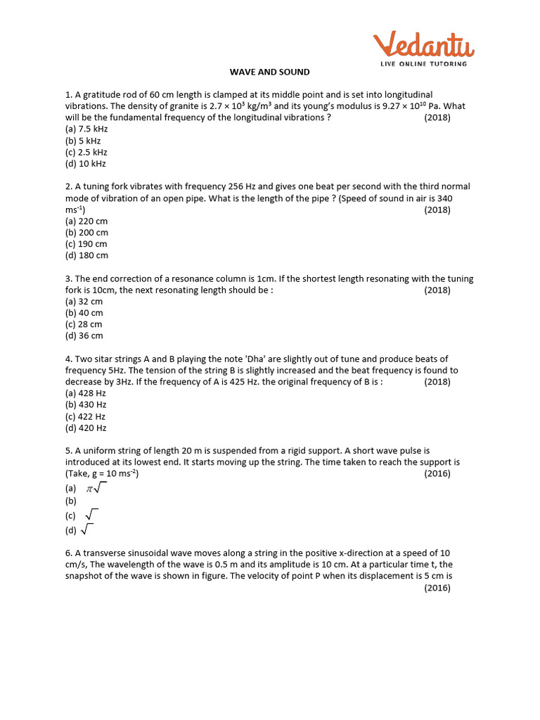 JEE - Physics - Waves and Sound | PDF | Resonance | Sound