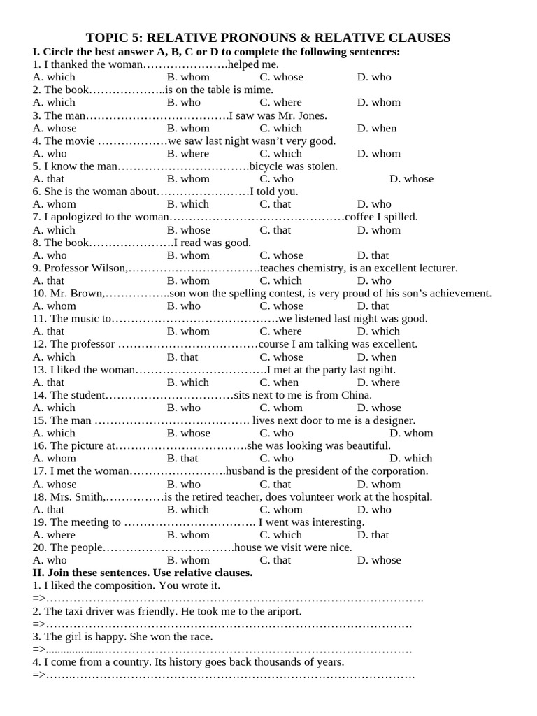 Bai Tap Relative Pronouns Pdf 