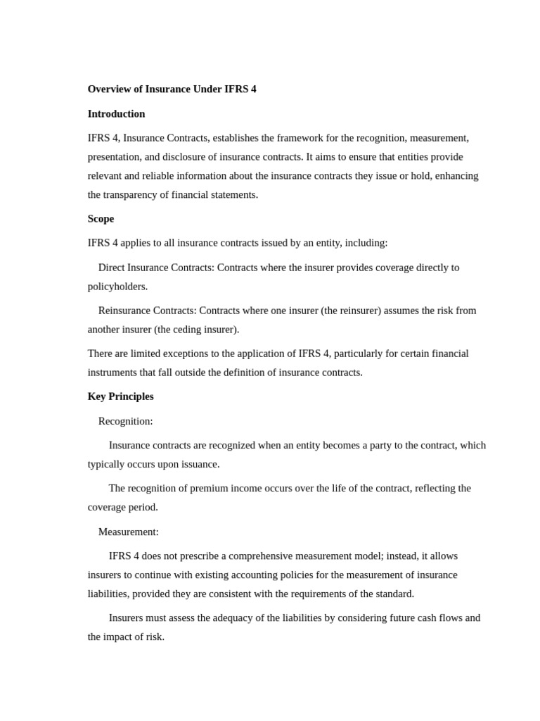 Overview of Insurance Under IFRS 4 | PDF | Insurance | Fair Value