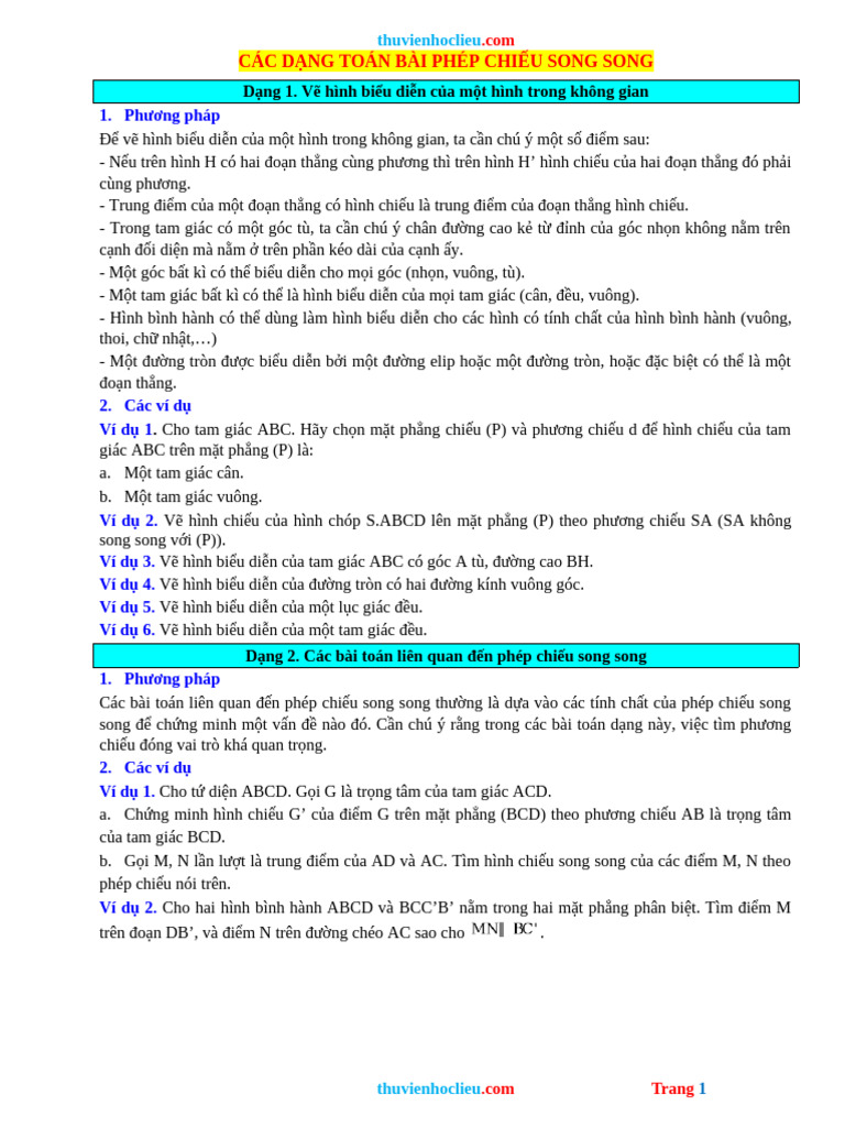 Cac Dang Toan Bai Phep Chieu Song Song | PDF