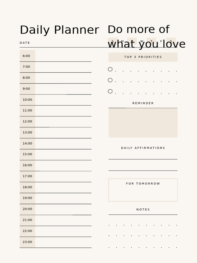 Beige Minimalist Daily Planner | PDF