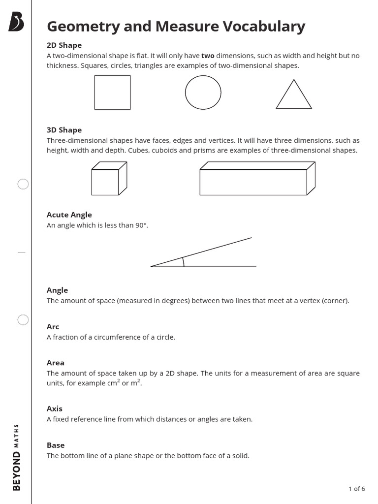 Geometry and Measure Vocabulary | PDF | Circle | Perpendicular