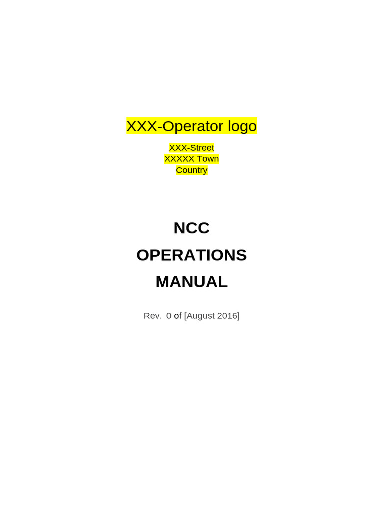 OM Template For Non-Complex NCC Operators - August 2016 | PDF | Visual ...