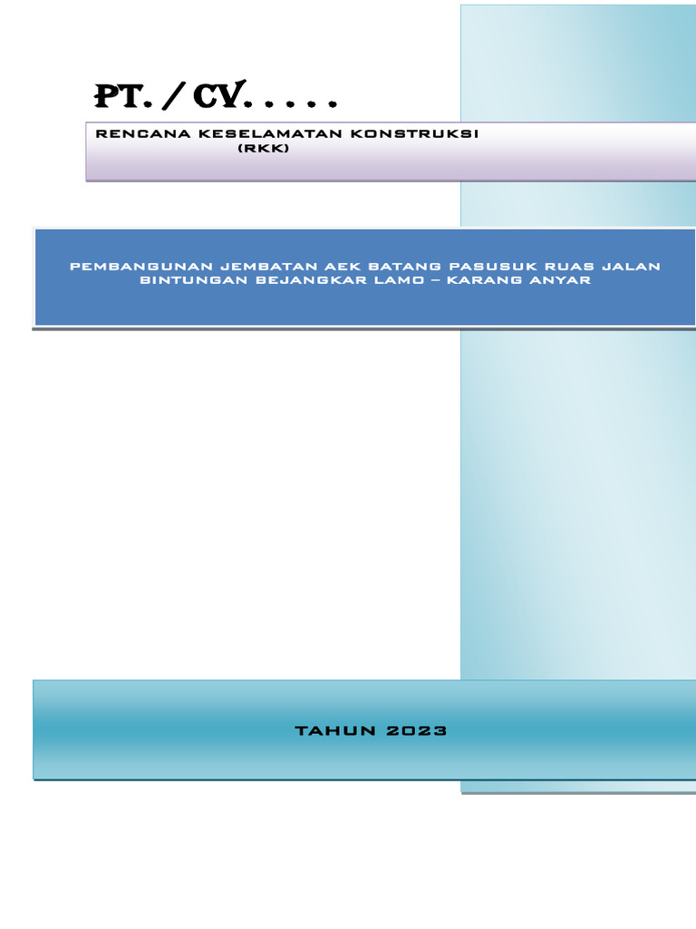 Contoh - Rencana Keselamatan Konstruksi (RKK) | PDF