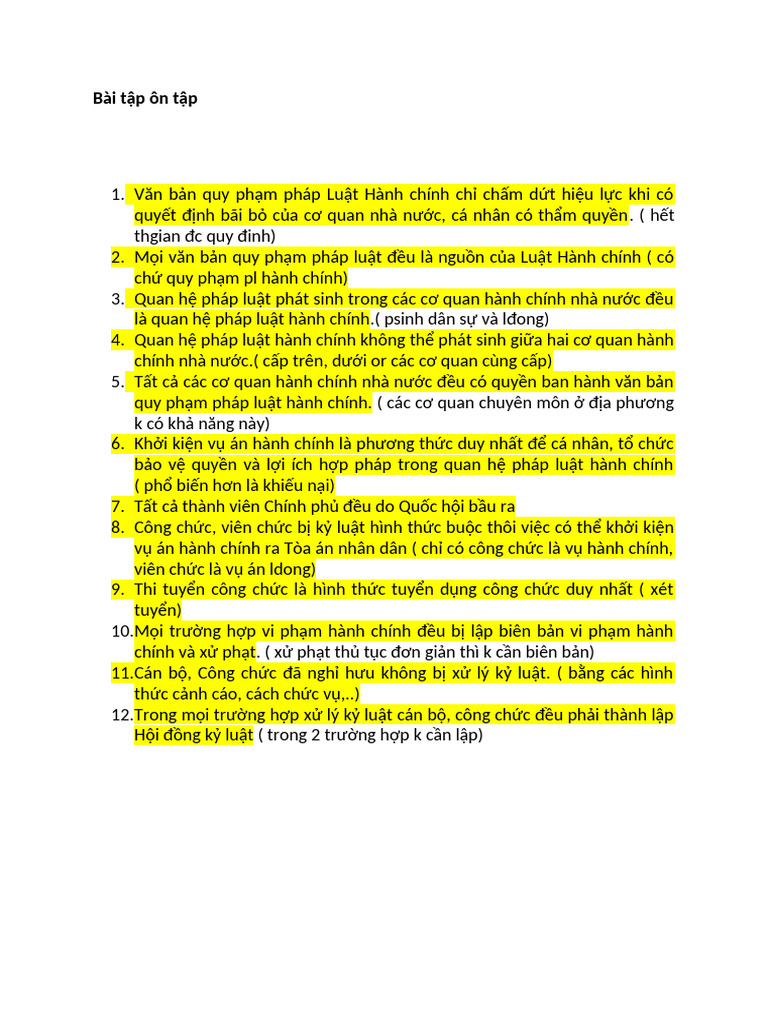 Bài Tập Ôn Tập LHC | PDF