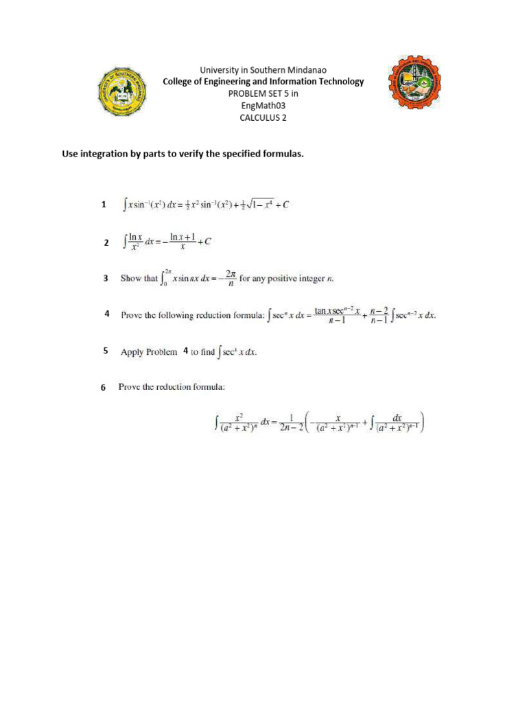 Calculus2 - Problem Set 5 | PDF