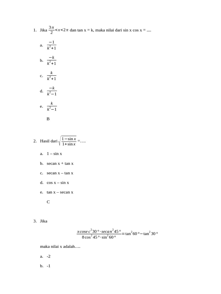 Soal Matematika Minat Kelas Xi Ipa | PDF