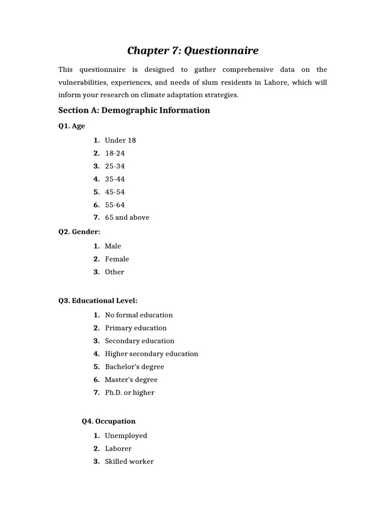 CH - 7 Questionnaire - Final | PDF