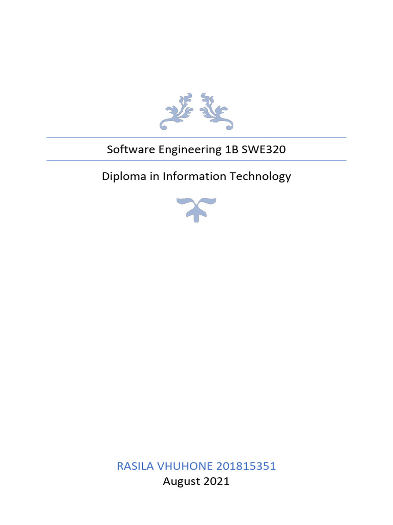 Rasila Vhuhone 201815351 Software Engineering 1b Swe320 | PDF | Library (Computing) | Software