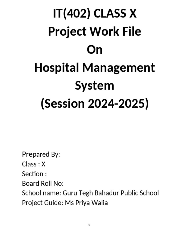 Hospital Management System Project Report | PDF | Hospital | Patient