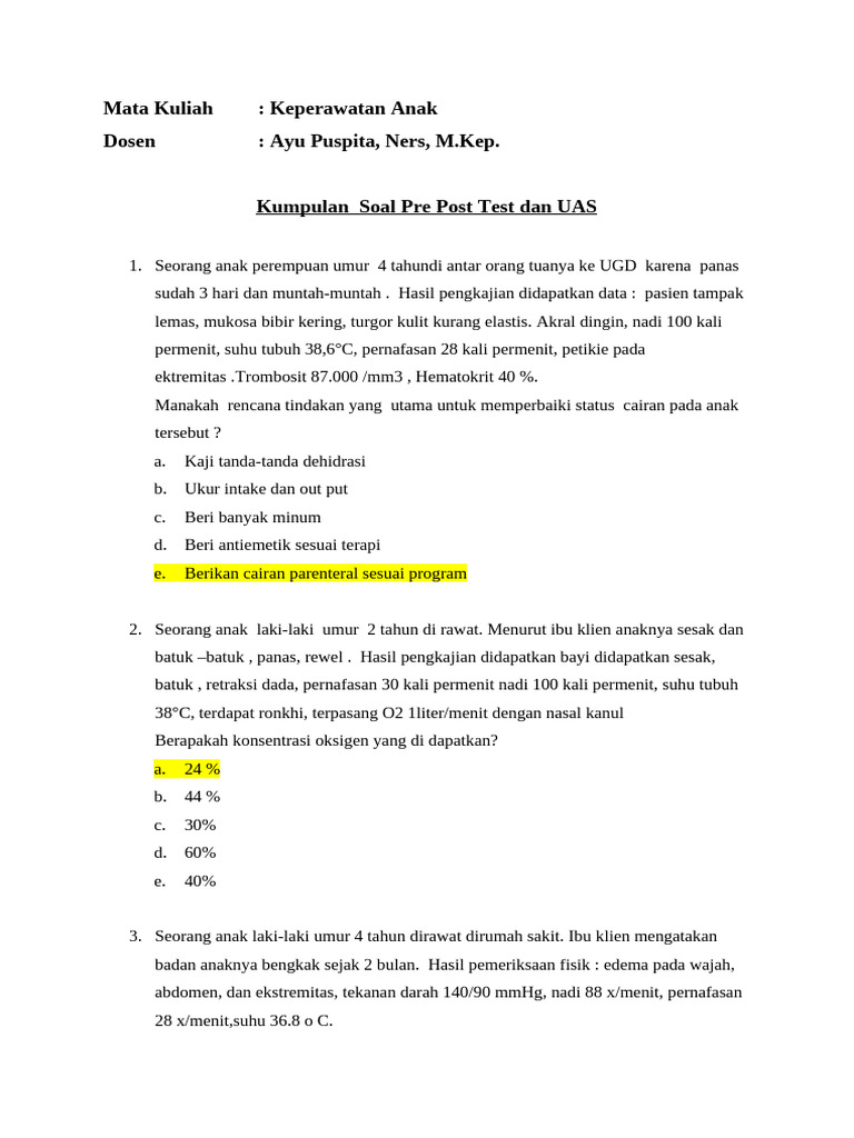 Kumpulan Soal Keperawatan Anak | PDF