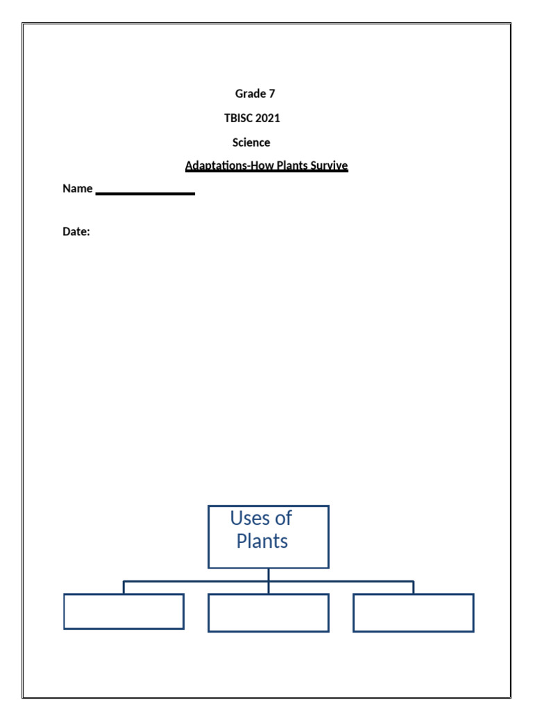 Grade 7 - Adaptation of Plants | PDF