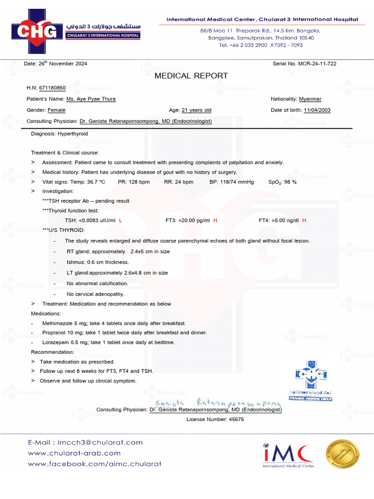 MCR-24-11-722 HN 671180850 Dr. Ganista +lab + Imaging F | PDF | Thyroid ...