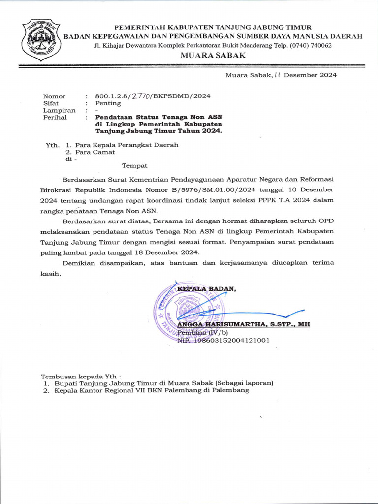 Pendataan Non Asn | PDF