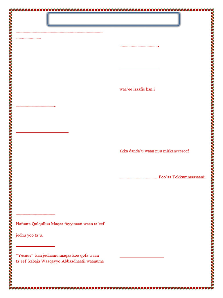 Ennuu Dhagetaa Iyyeesus Moo Kan Namatti | PDF