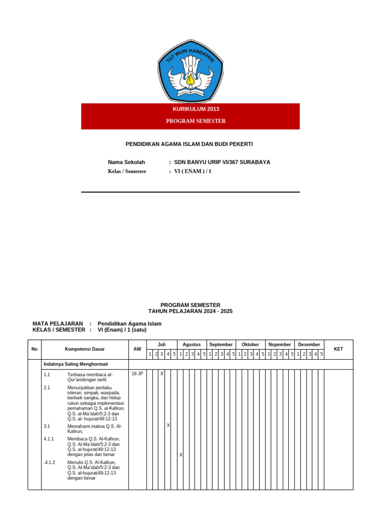 Promes Kls 6 Sm.1 Dan Sm.2 | PDF