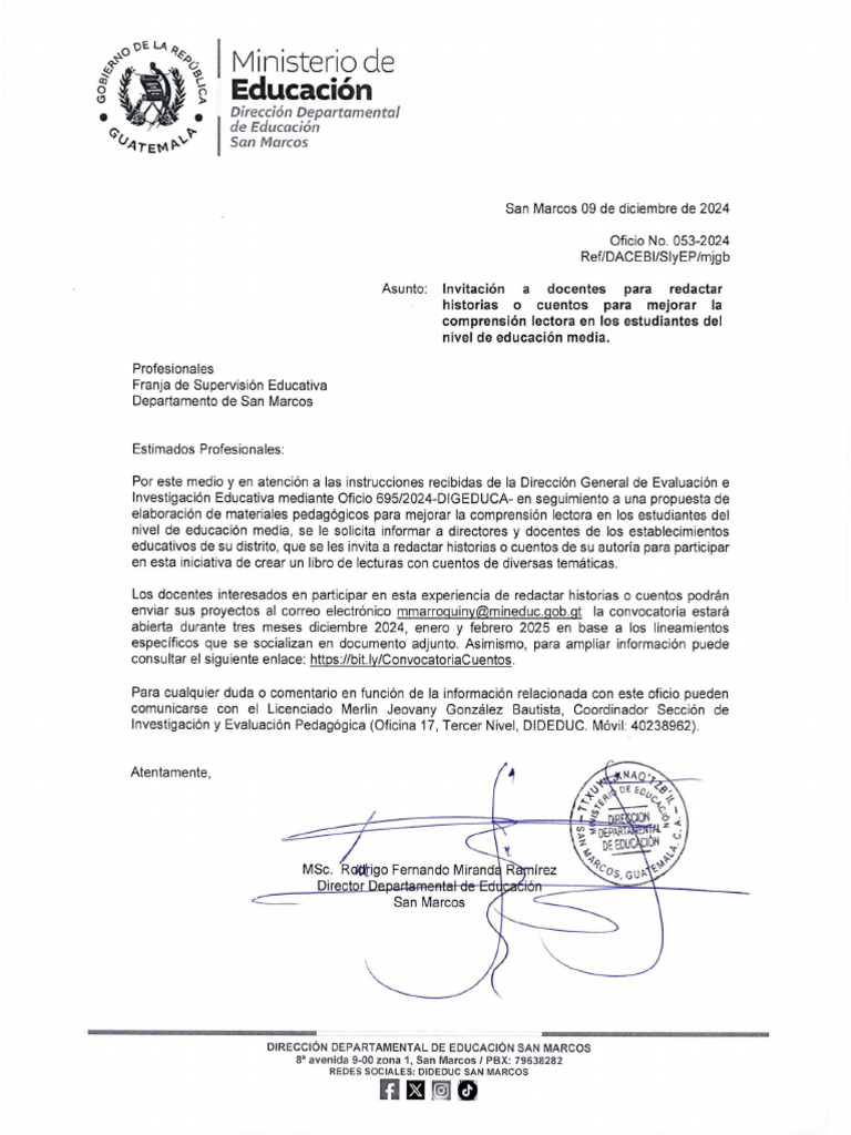 OFICIO No. 053-2024 DACEBI SIyEP | PDF | Comprensión lectora